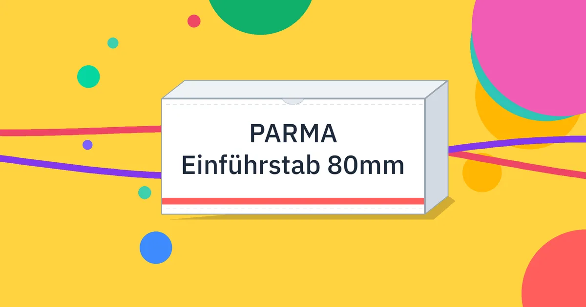 Symbolbild: Packung mit der Aufschrift PARMA Einführstab 80mm (PZN 01734738) – Verfügbarkeit und Bezug in Apotheken in Frankfurt am Main