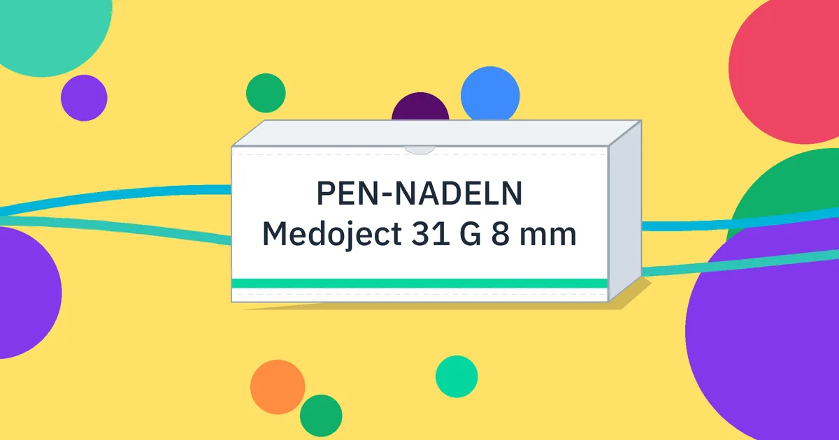 Symbolbild: Packung mit der Aufschrift PEN-NADELN Medoject 31 G 8 mm (PZN 18489639) – Verfügbarkeit und Bezug in Apotheken in Frankfurt am Main