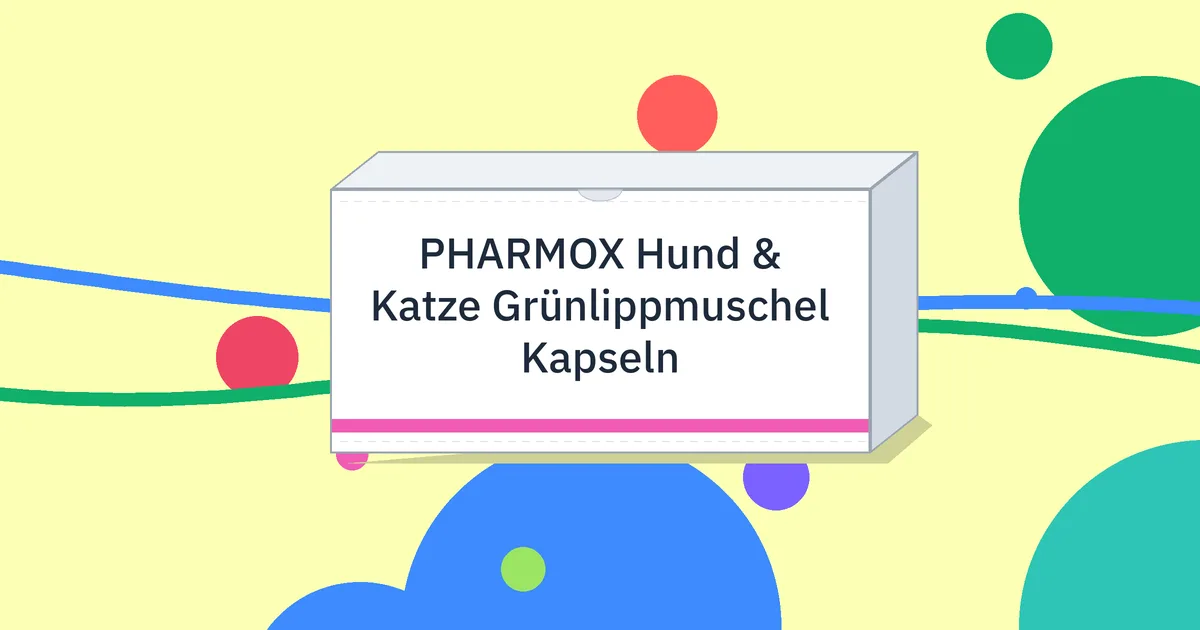 Symbolbild: Packung mit der Aufschrift PHARMOX Hund & Katze Grünlippmuschel Kapseln (PZN 19634233) – Verfügbarkeit und Bezug in Apotheken in Frankfurt am Main