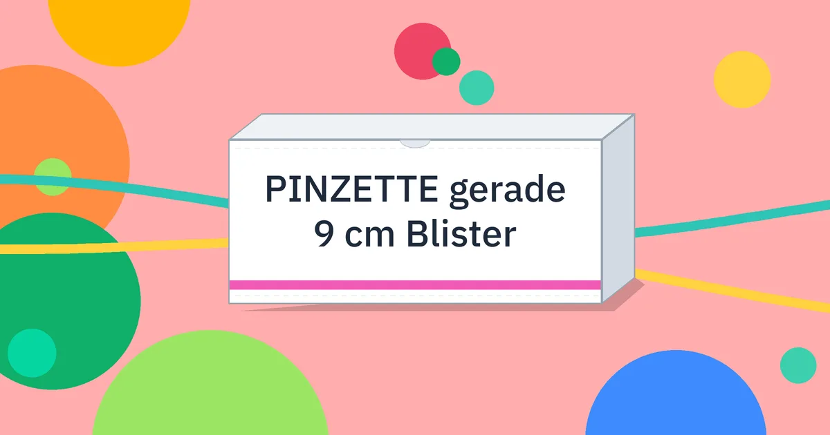 Symbolbild: Packung mit der Aufschrift PINZETTE gerade 9 cm Blister (PZN 01595716) – Verfügbarkeit und Bezug in Apotheken in Frankfurt am Main