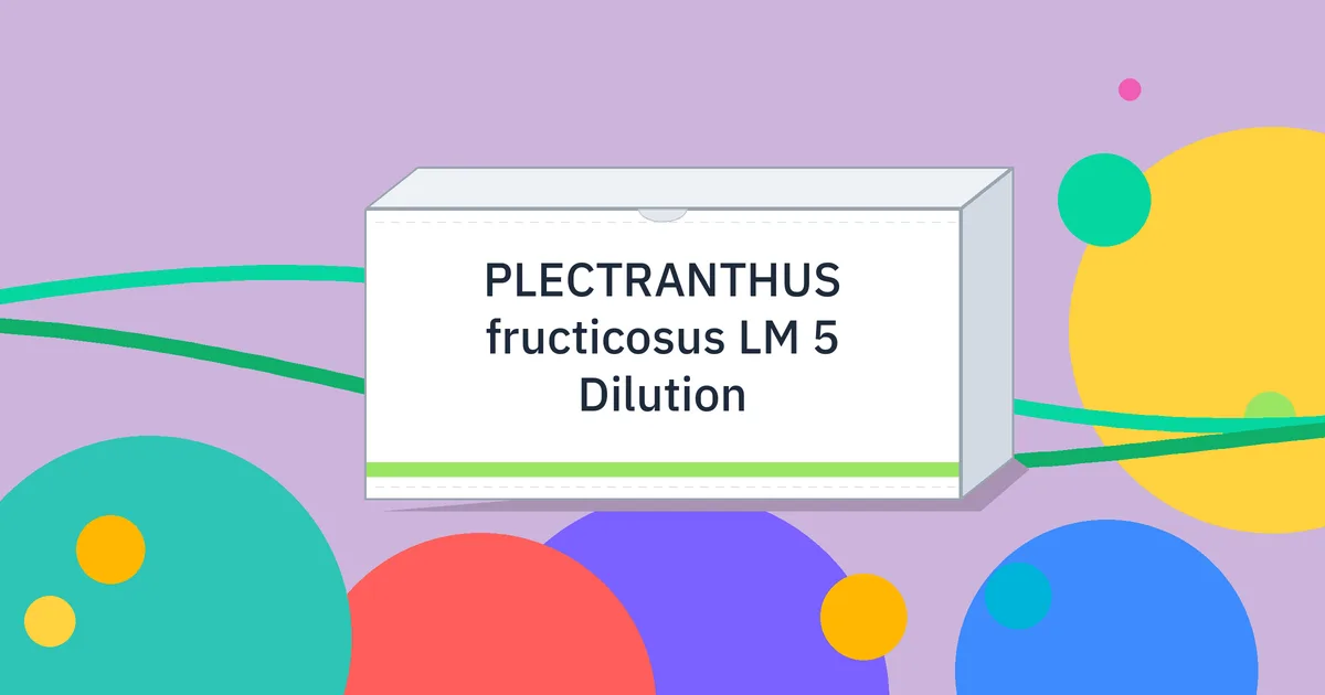 Symbolbild: Packung mit der Aufschrift PLECTRANTHUS fructicosus LM 5 Dilution (PZN 13648441) – Verfügbarkeit und Bezug in Apotheken in Frankfurt am Main