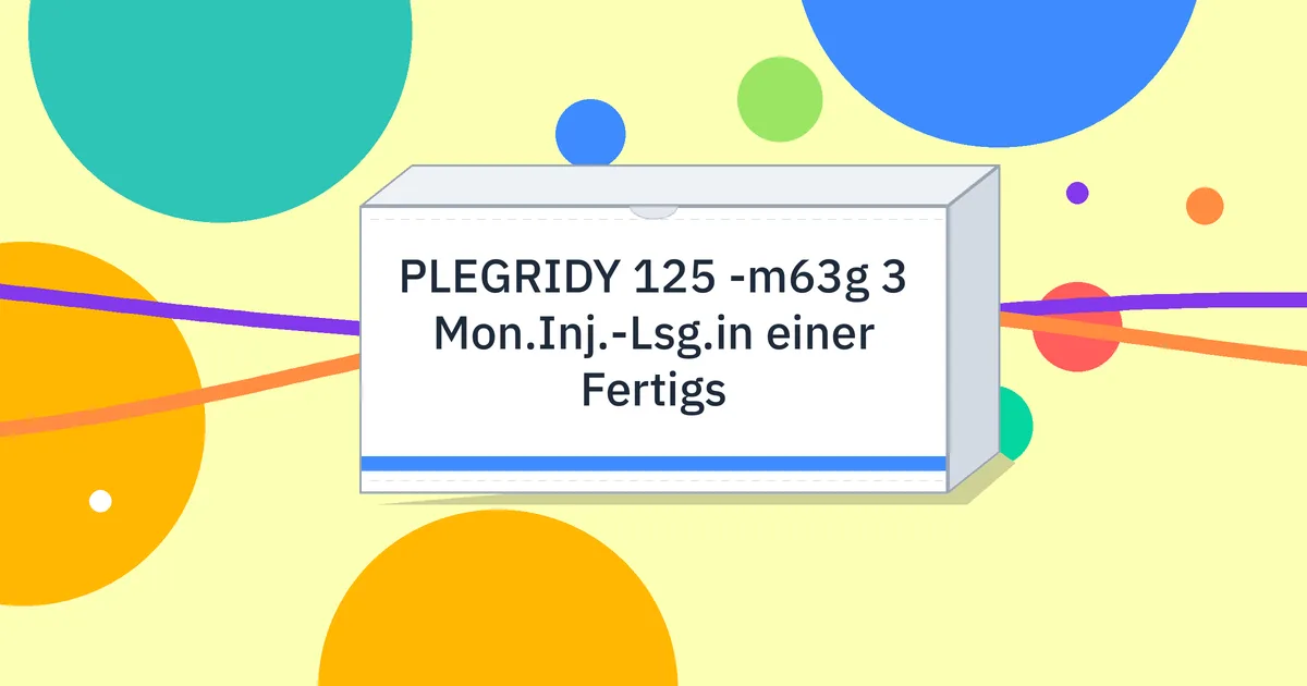 Symbolbild: Packung mit der Aufschrift PLEGRIDY 125 -m63g 3 Mon.Inj.-Lsg.in einer Fertigs (PZN 12362205) – Verfügbarkeit und Bezug in Apotheken in Frankfurt am Main