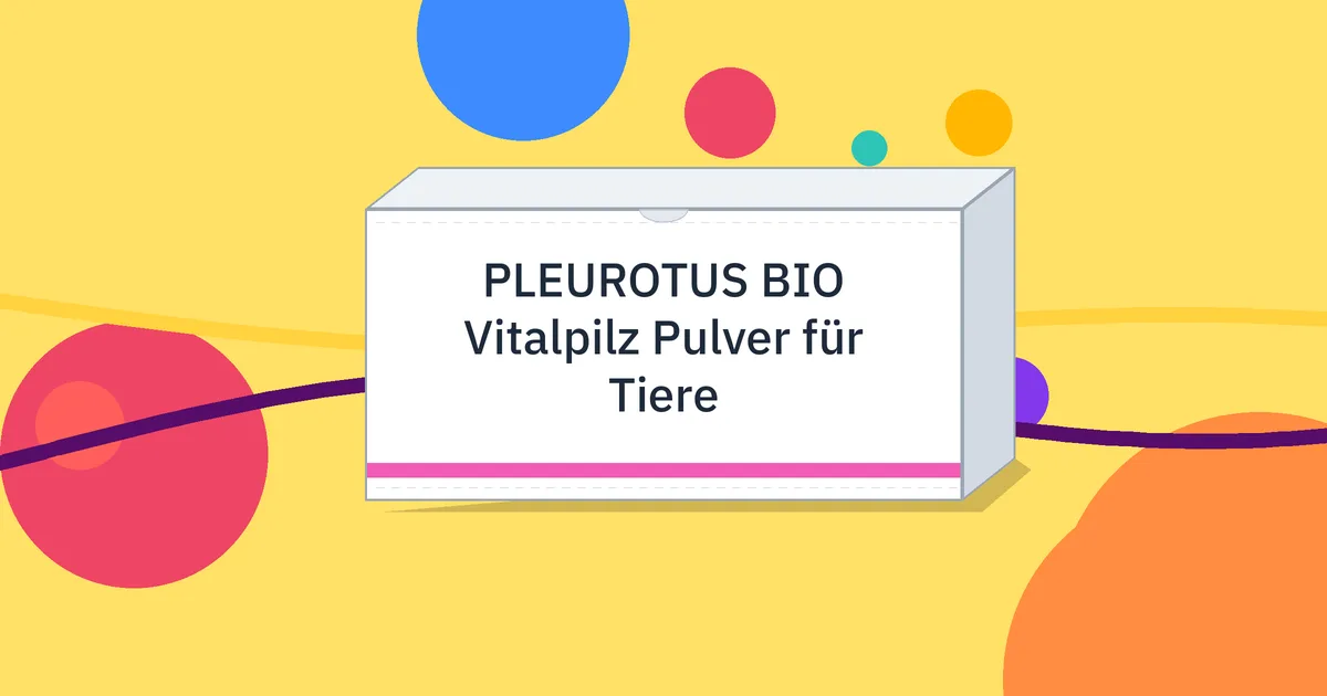 Symbolbild: Packung mit der Aufschrift PLEUROTUS BIO Vitalpilz Pulver für Tiere (PZN 10763905) – Verfügbarkeit und Bezug in Apotheken in Frankfurt am Main