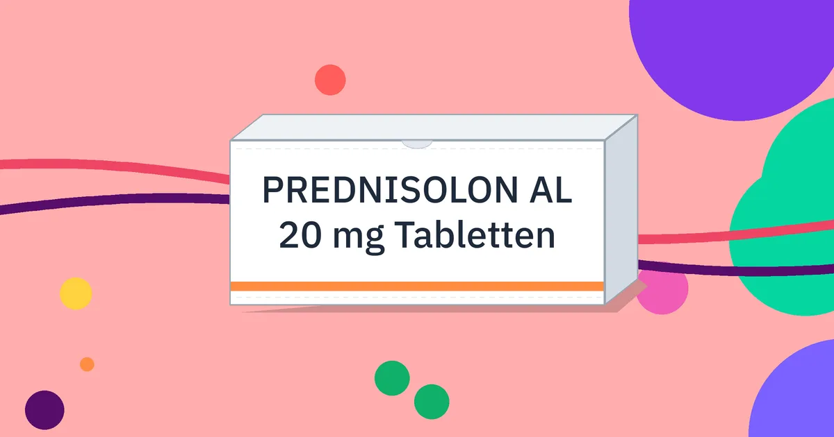 Symbolbild: Packung mit der Aufschrift PREDNISOLON AL 20 mg Tabletten (PZN 04216091) – Verfügbarkeit und Bezug in Apotheken in Frankfurt am Main