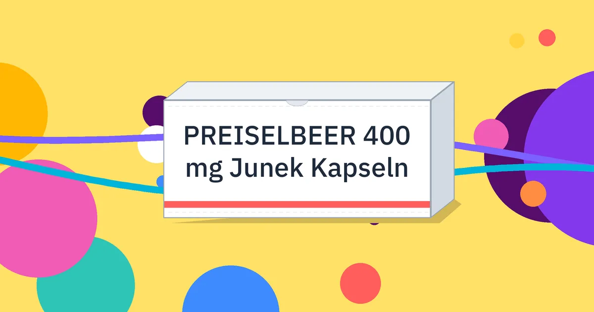 Symbolbild: Packung mit der Aufschrift PREISELBEER 400 mg Junek Kapseln (PZN 00986975) – Verfügbarkeit und Bezug in Apotheken in Frankfurt am Main