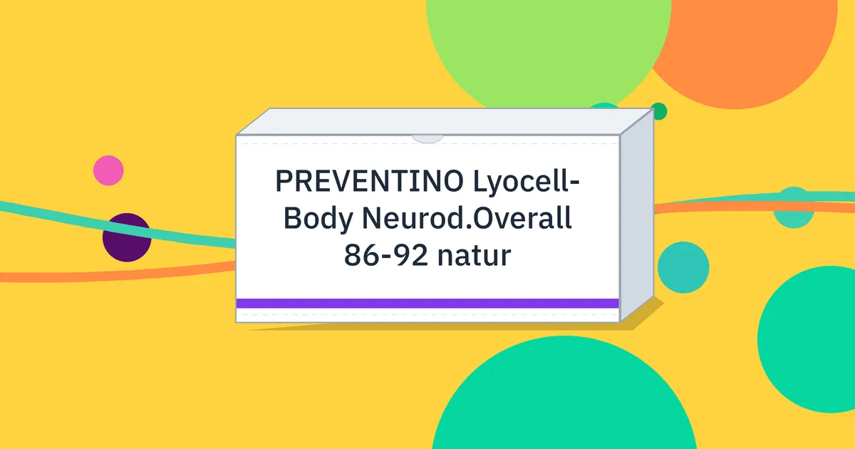 Symbolbild: Packung mit der Aufschrift PREVENTINO Lyocell-Body Neurod.Overall 86-92 natur (PZN 16895192) – Verfügbarkeit und Bezug in Apotheken in Frankfurt am Main