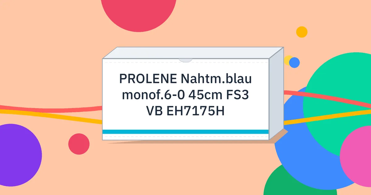 Symbolbild: Packung mit der Aufschrift PROLENE Nahtm.blau monof.6-0 45cm FS3 VB EH7175H (PZN 16255334) – Verfügbarkeit und Bezug in Apotheken in Frankfurt am Main