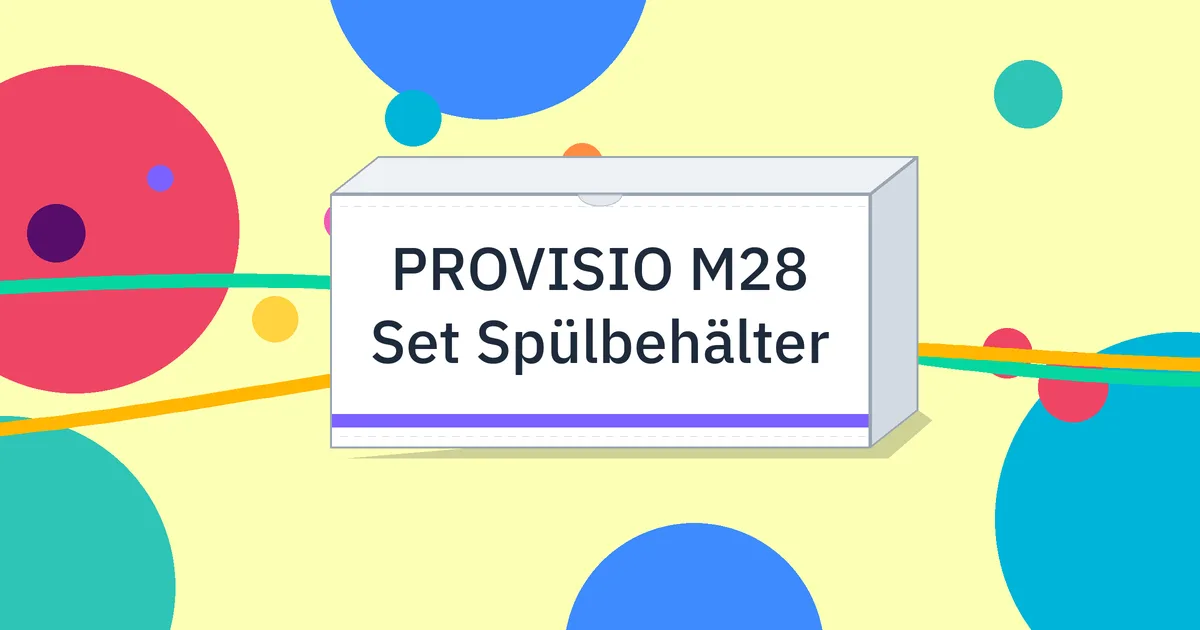 Symbolbild: Packung mit der Aufschrift PROVISIO M28 Set Spülbehälter (PZN 14016074) – Verfügbarkeit und Bezug in Apotheken in Frankfurt am Main