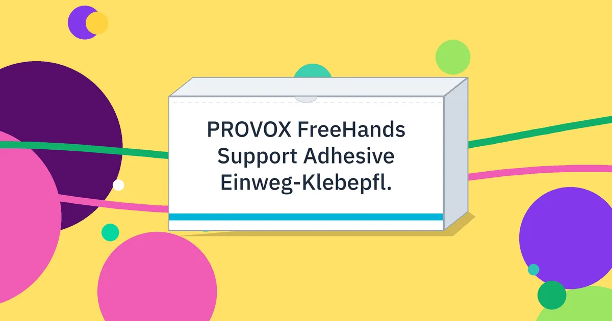 Symbolbild: Packung mit der Aufschrift PROVOX FreeHands Support Adhesive Einweg-Klebepfl. (PZN 12544805) – Verfügbarkeit und Bezug in Apotheken in Frankfurt am Main