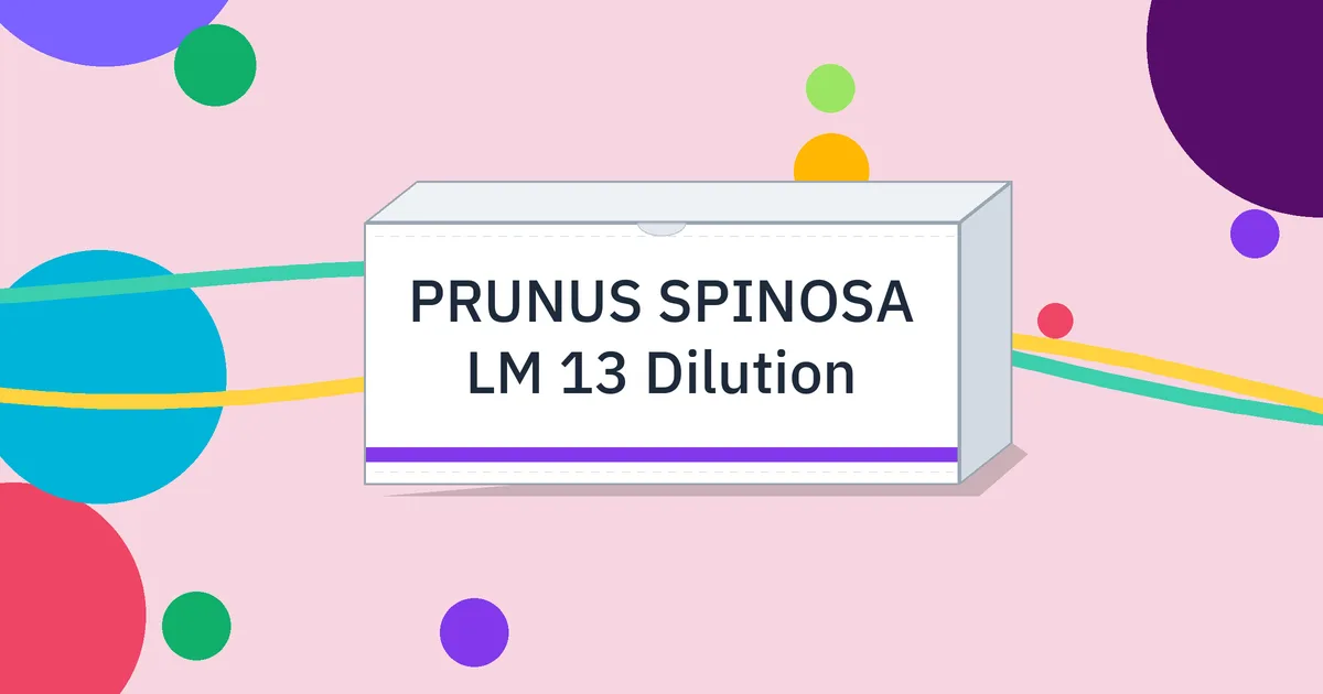 Symbolbild: Packung mit der Aufschrift PRUNUS SPINOSA LM 13 Dilution (PZN 13669868) – Verfügbarkeit und Bezug in Apotheken in Frankfurt am Main