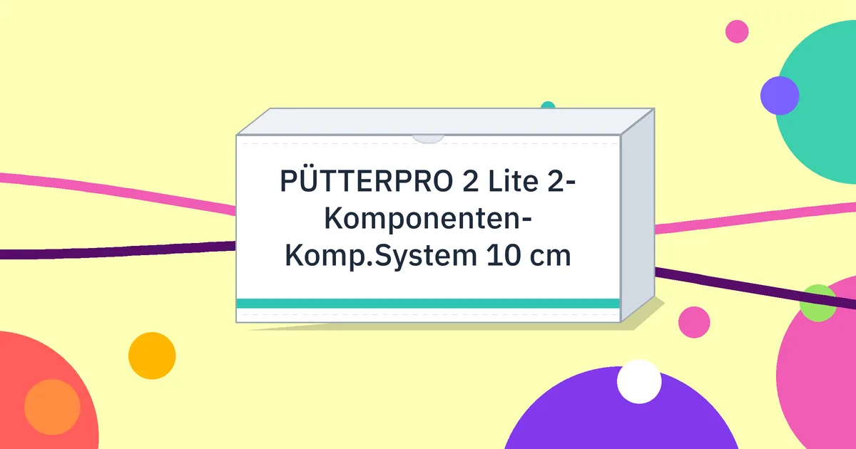 Symbolbild: Packung mit der Aufschrift PÜTTERPRO 2 Lite 2-Komponenten-Komp.System 10 cm (PZN 19923629) – Verfügbarkeit und Bezug in Apotheken in Frankfurt am Main