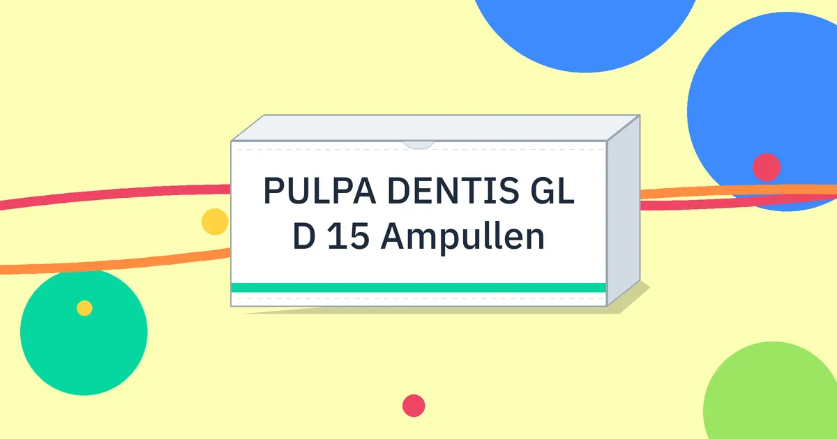 Symbolbild: Packung mit der Aufschrift PULPA DENTIS GL D 15 Ampullen (PZN 02830786) – Verfügbarkeit und Bezug in Apotheken in Frankfurt am Main