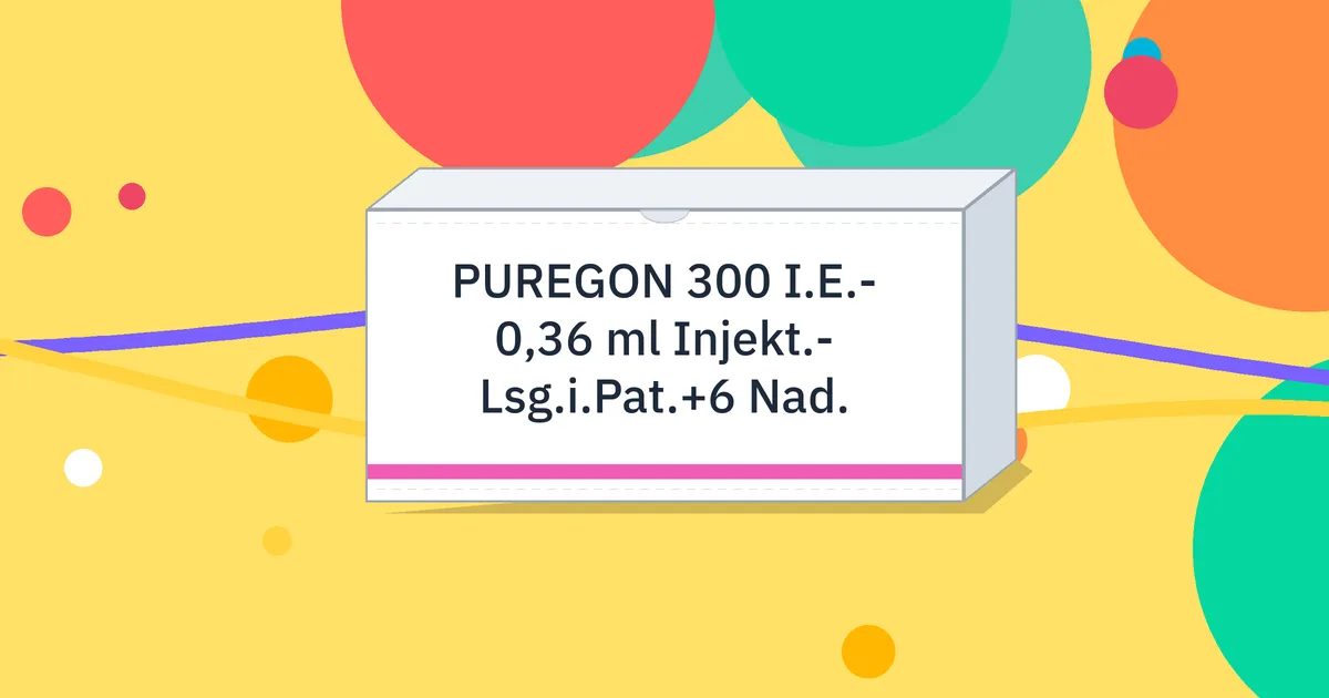 Symbolbild: Packung mit der Aufschrift PUREGON 300 I.E.-0,36 ml Injekt.-Lsg.i.Pat.+6 Nad. (PZN 12868689) – Verfügbarkeit und Bezug in Apotheken in Frankfurt am Main