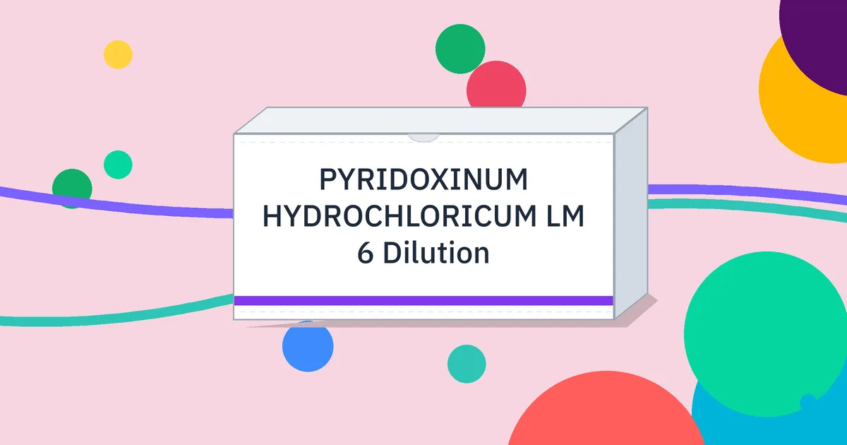 Symbolbild: Packung mit der Aufschrift PYRIDOXINUM HYDROCHLORICUM LM 6 Dilution (PZN 13672184) – Verfügbarkeit und Bezug in Apotheken in Frankfurt am Main
