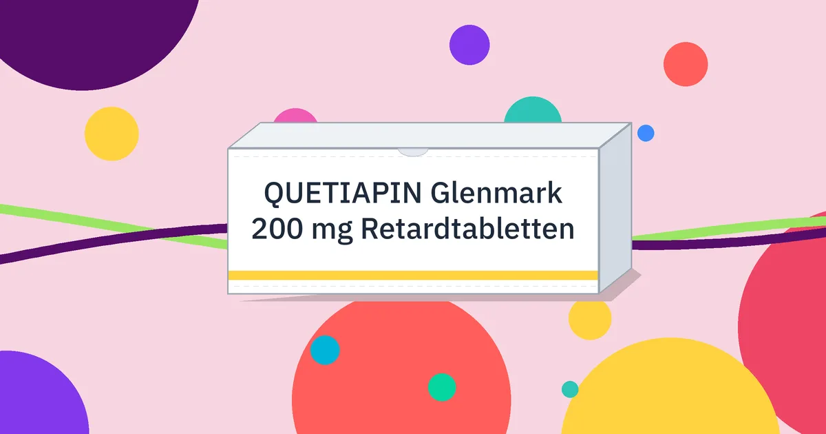 Symbolbild: Packung mit der Aufschrift QUETIAPIN Glenmark 200 mg Retardtabletten (PZN 16031563) – Verfügbarkeit und Bezug in Apotheken in Frankfurt am Main