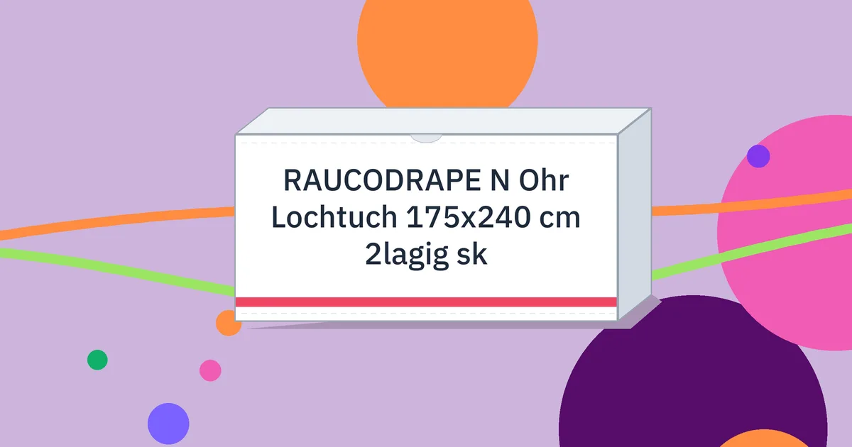 Symbolbild: Packung mit der Aufschrift RAUCODRAPE N Ohr Lochtuch 175x240 cm 2lagig sk (PZN 06162519) – Verfügbarkeit und Bezug in Apotheken in Frankfurt am Main