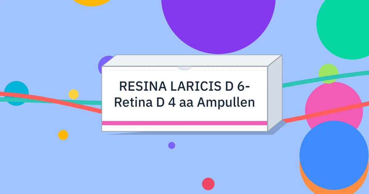 Symbolbild: Packung mit der Aufschrift RESINA LARICIS D 6-Retina D 4 aa Ampullen (PZN 02131060) – Verfügbarkeit und Bezug in Apotheken in Frankfurt am Main