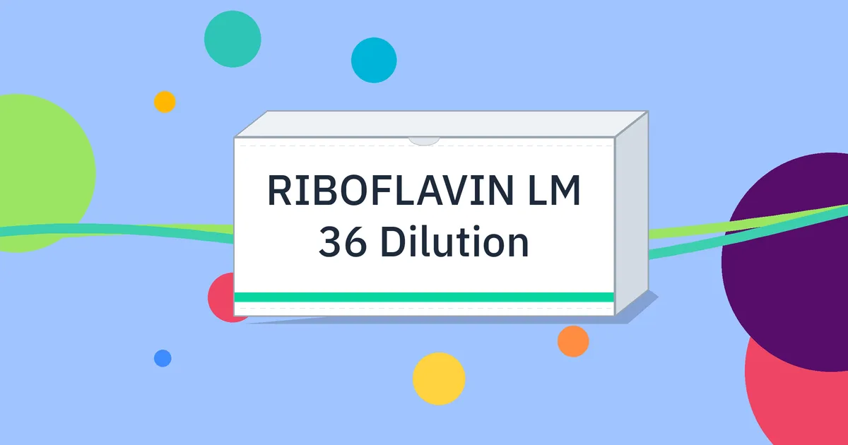 Symbolbild: Packung mit der Aufschrift RIBOFLAVIN LM 36 Dilution (PZN 13054641) – Verfügbarkeit und Bezug in Apotheken in Frankfurt am Main