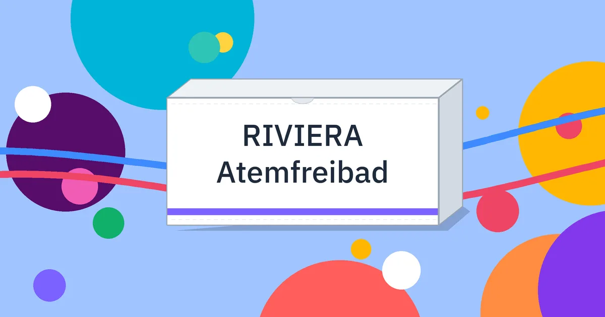 Symbolbild: Packung mit der Aufschrift RIVIERA Atemfreibad (PZN 08997636) – Verfügbarkeit und Bezug in Apotheken in Frankfurt am Main