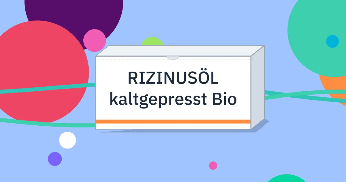 Symbolbild: Packung mit der Aufschrift RIZINUSÖL kaltgepresst Bio (PZN 20378628) – Verfügbarkeit und Bezug in Apotheken in Frankfurt am Main