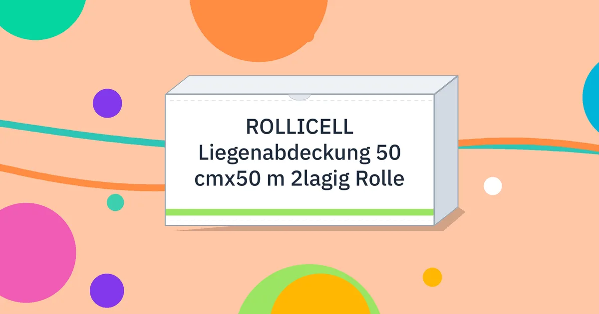 Symbolbild: Packung mit der Aufschrift ROLLICELL Liegenabdeckung 50 cmx50 m 2lagig Rolle (PZN 19444159) – Verfügbarkeit und Bezug in Apotheken in Frankfurt am Main