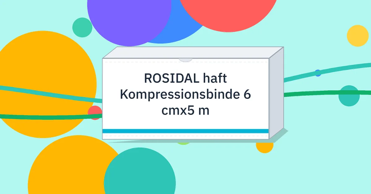 Symbolbild: Packung mit der Aufschrift ROSIDAL haft Kompressionsbinde 6 cmx5 m (PZN 17851274) – Verfügbarkeit und Bezug in Apotheken in Frankfurt am Main