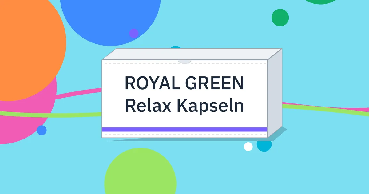 Symbolbild: Packung mit der Aufschrift ROYAL GREEN Relax Kapseln (PZN 18758217) – Verfügbarkeit und Bezug in Apotheken in Frankfurt am Main