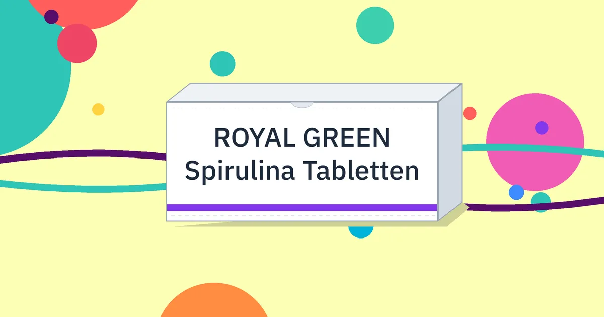 Symbolbild: Packung mit der Aufschrift ROYAL GREEN Spirulina Tabletten (PZN 16504688) – Verfügbarkeit und Bezug in Apotheken in Frankfurt am Main