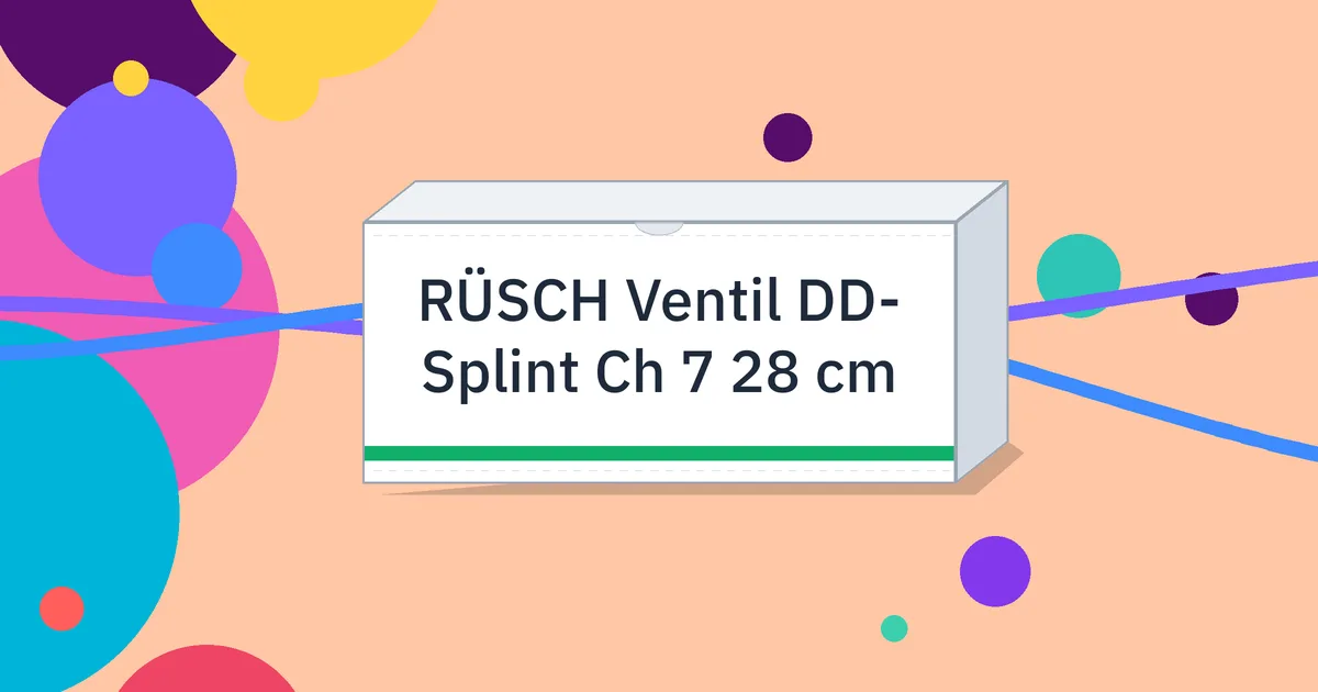 Symbolbild: Packung mit der Aufschrift RÜSCH Ventil DD-Splint Ch 7 28 cm (PZN 07399821) – Verfügbarkeit und Bezug in Apotheken in Frankfurt am Main