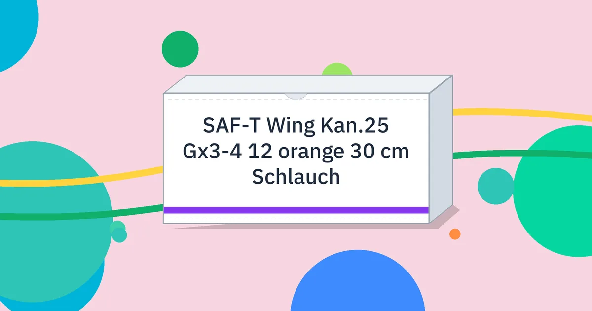 Symbolbild: Packung mit der Aufschrift SAF-T Wing Kan.25 Gx3-4 12 orange 30 cm Schlauch (PZN 00879245) – Verfügbarkeit und Bezug in Apotheken in Frankfurt am Main