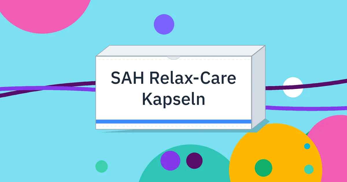 Symbolbild: Packung mit der Aufschrift SAH Relax-Care Kapseln (PZN 18268826) – Verfügbarkeit und Bezug in Apotheken in Frankfurt am Main