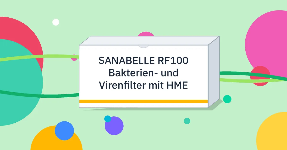 Symbolbild: Packung mit der Aufschrift SANABELLE RF100 Bakterien- und Virenfilter mit HME (PZN 10224568) – Verfügbarkeit und Bezug in Apotheken in Frankfurt am Main
