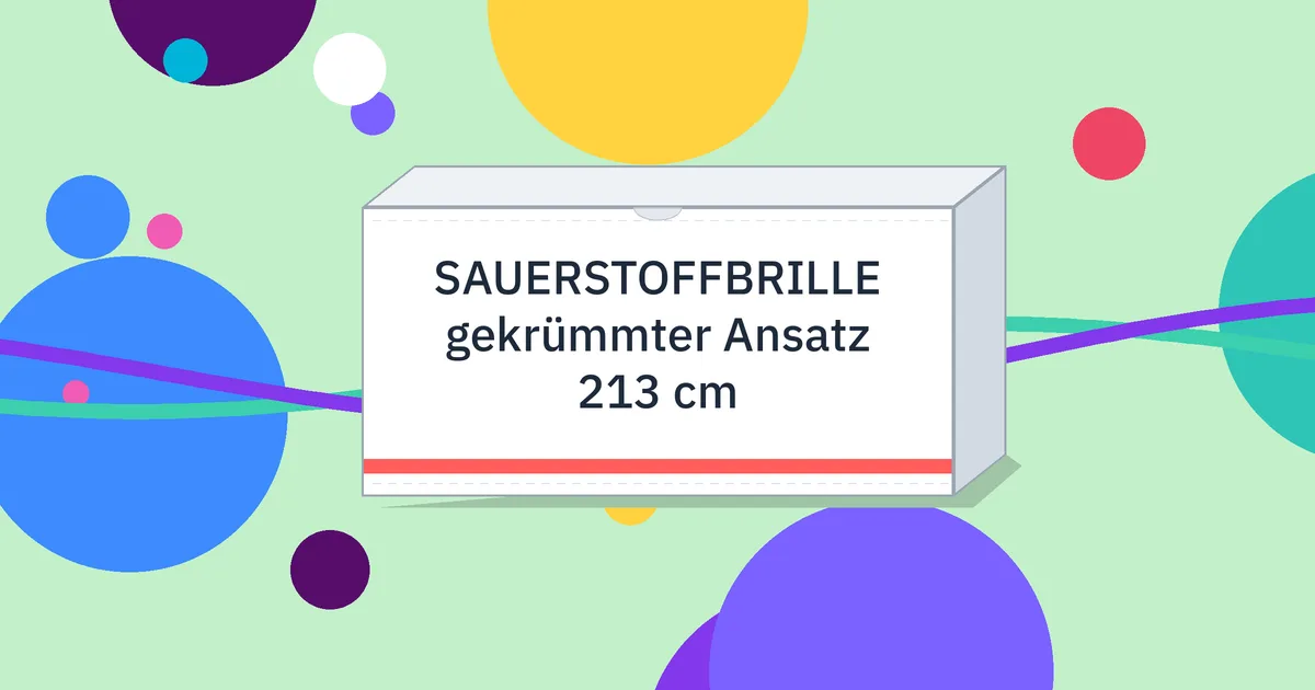 Symbolbild: Packung mit der Aufschrift SAUERSTOFFBRILLE gekrümmter Ansatz 213 cm (PZN 04306428) – Verfügbarkeit und Bezug in Apotheken in Frankfurt am Main
