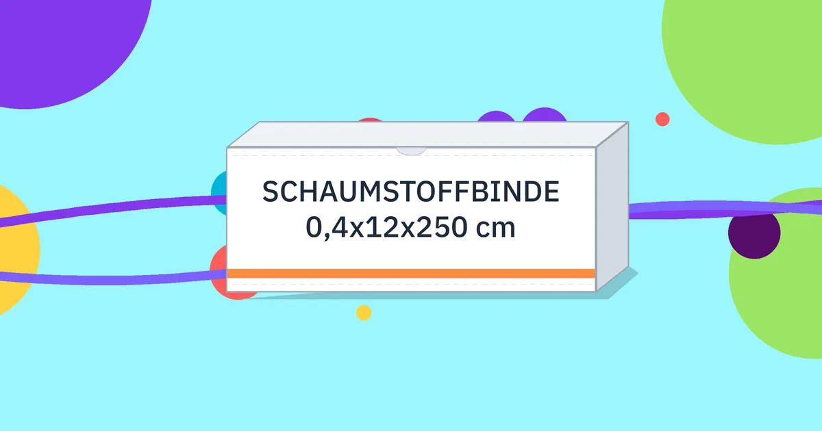 Symbolbild: Packung mit der Aufschrift SCHAUMSTOFFBINDE 0,4x12x250 cm (PZN 08698856) – Verfügbarkeit und Bezug in Apotheken in Frankfurt am Main