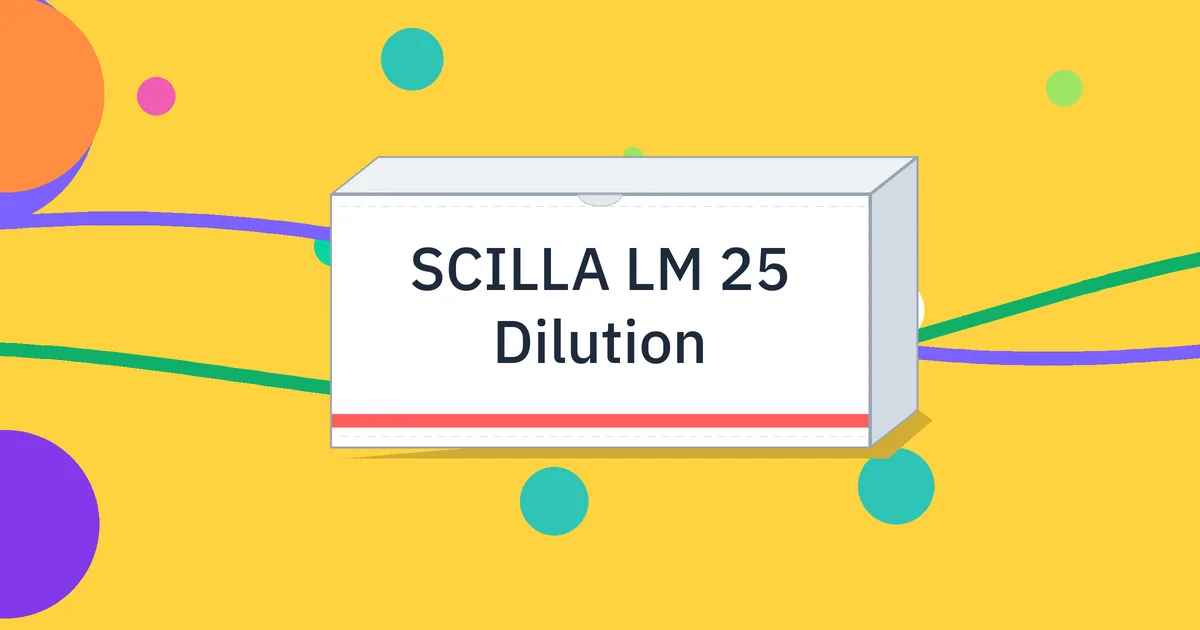 Symbolbild: Packung mit der Aufschrift SCILLA LM 25 Dilution (PZN 13184125) – Verfügbarkeit und Bezug in Apotheken in Frankfurt am Main