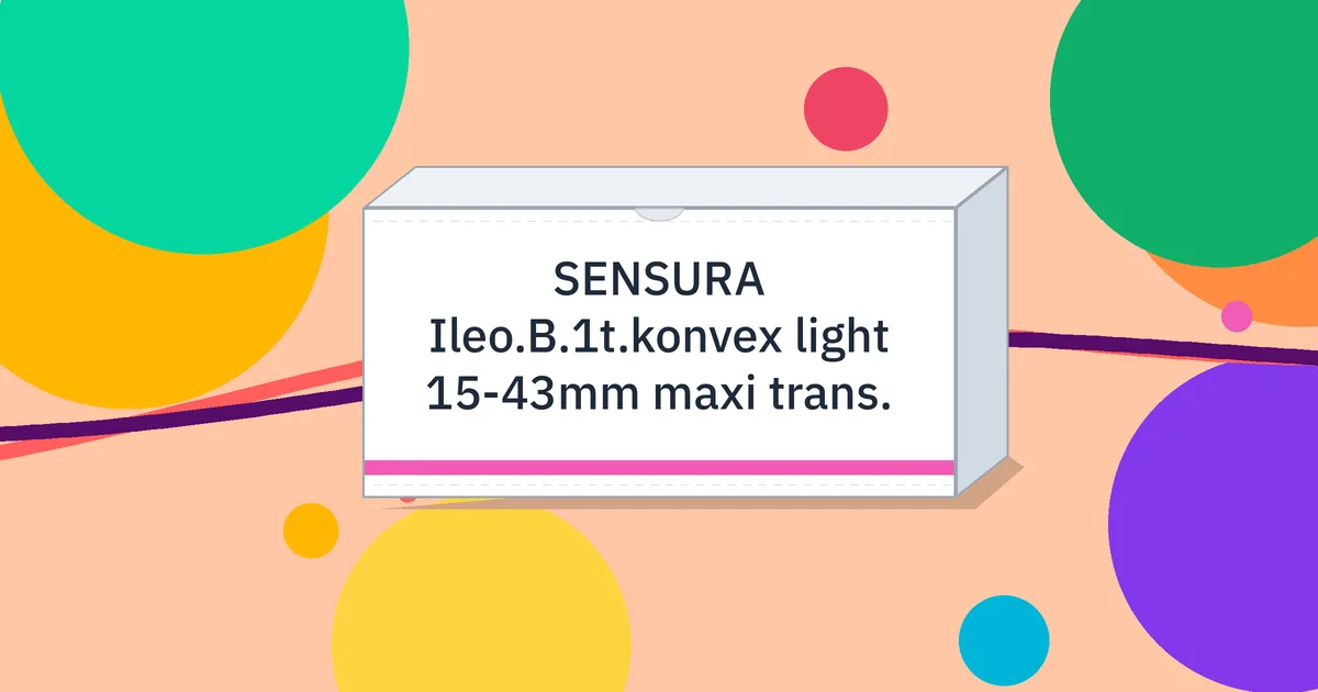 Symbolbild: Packung mit der Aufschrift SENSURA Ileo.B.1t.konvex light 15-43mm maxi trans. (PZN 00827751) – Verfügbarkeit und Bezug in Apotheken in Frankfurt am Main