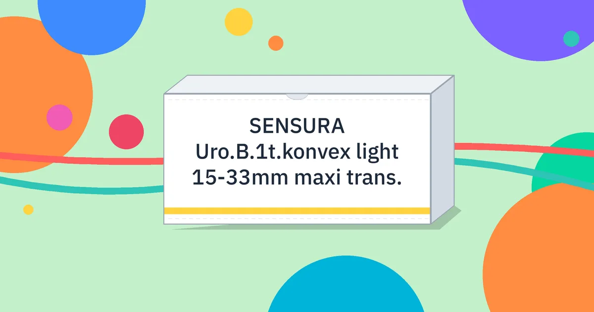 Symbolbild: Packung mit der Aufschrift SENSURA Uro.B.1t.konvex light 15-33mm maxi trans. (PZN 07205231) – Verfügbarkeit und Bezug in Apotheken in Frankfurt am Main