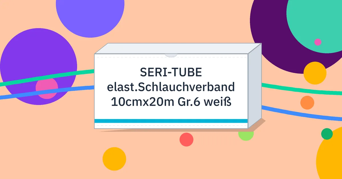 Symbolbild: Packung mit der Aufschrift SERI-TUBE elast.Schlauchverband 10cmx20m Gr.6 weiß (PZN 19837350) – Verfügbarkeit und Bezug in Apotheken in Frankfurt am Main