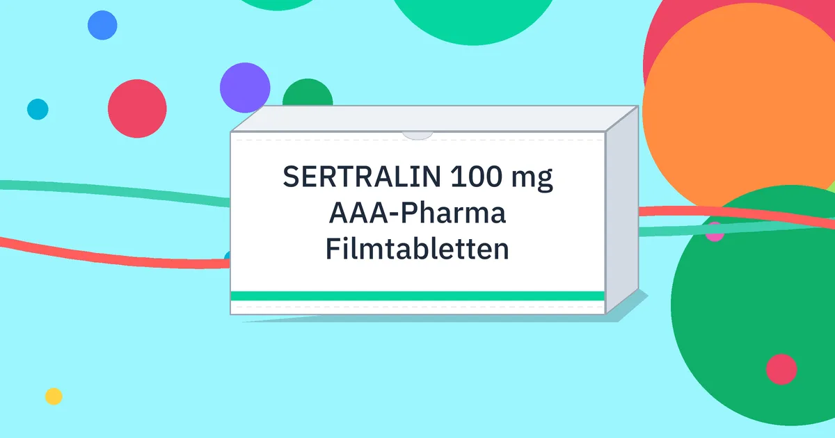 Symbolbild: Packung mit der Aufschrift SERTRALIN 100 mg AAA-Pharma Filmtabletten (PZN 02622869) – Verfügbarkeit und Bezug in Apotheken in Frankfurt am Main