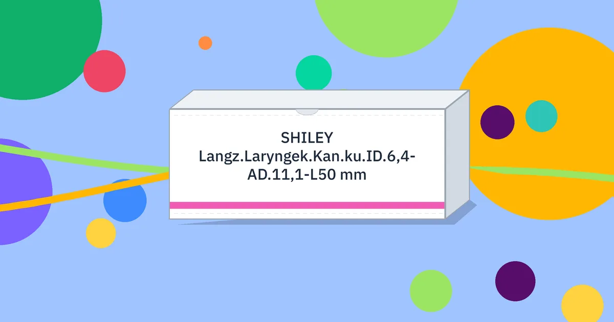 Symbolbild: Packung mit der Aufschrift SHILEY Langz.Laryngek.Kan.ku.ID.6,4-AD.11,1-L50 mm (PZN 03380256) – Verfügbarkeit und Bezug in Apotheken in Frankfurt am Main