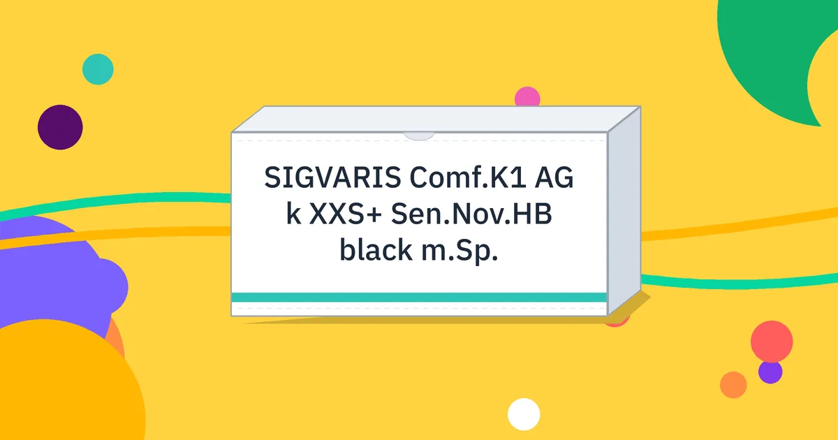 Symbolbild: Packung mit der Aufschrift SIGVARIS Comf.K1 AG k XXS+ Sen.Nov.HB black m.Sp. (PZN 17104502) – Verfügbarkeit und Bezug in Apotheken in Frankfurt am Main