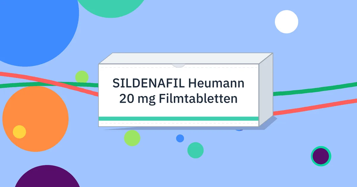Symbolbild: Packung mit der Aufschrift SILDENAFIL Heumann 20 mg Filmtabletten (PZN 11566408) – Verfügbarkeit und Bezug in Apotheken in Frankfurt am Main