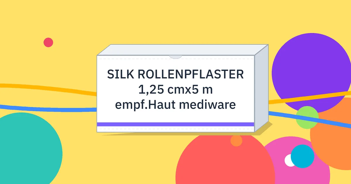 Symbolbild: Packung mit der Aufschrift SILK ROLLENPFLASTER 1,25 cmx5 m empf.Haut mediware (PZN 17397846) – Verfügbarkeit und Bezug in Apotheken in Frankfurt am Main