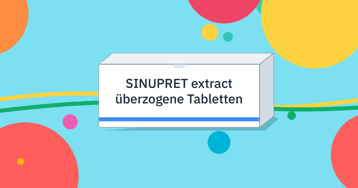 Symbolbild: Packung mit der Aufschrift SINUPRET extract überzogene Tabletten (PZN 09285547) – Verfügbarkeit und Bezug in Apotheken in Frankfurt am Main