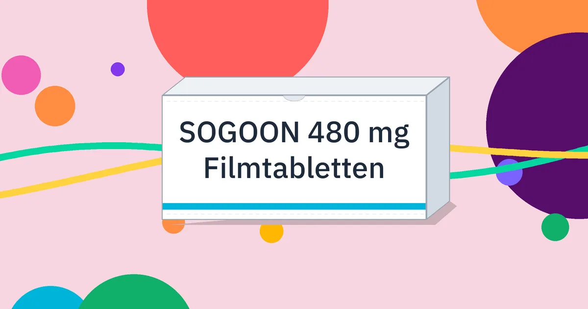 Symbolbild: Packung mit der Aufschrift SOGOON 480 mg Filmtabletten (PZN 00017845) – Verfügbarkeit und Bezug in Apotheken in Frankfurt am Main