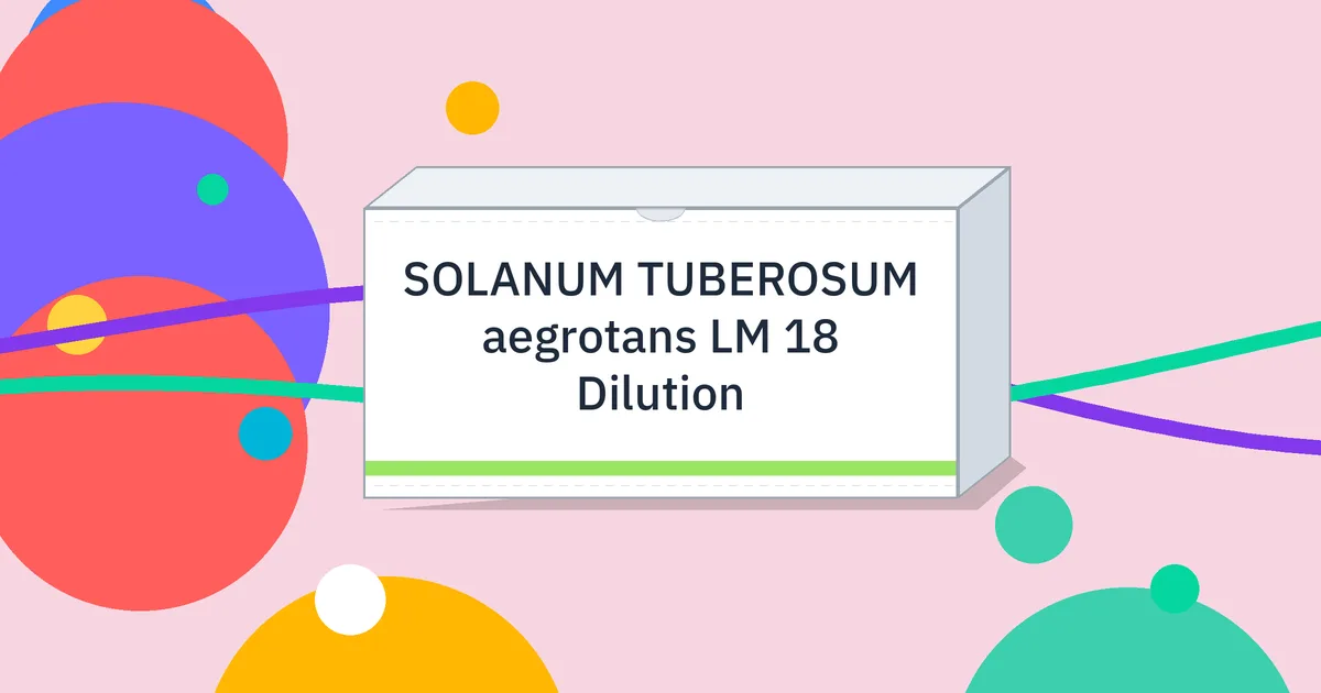 Symbolbild: Packung mit der Aufschrift SOLANUM TUBEROSUM aegrotans LM 18 Dilution (PZN 13193868) – Verfügbarkeit und Bezug in Apotheken in Frankfurt am Main