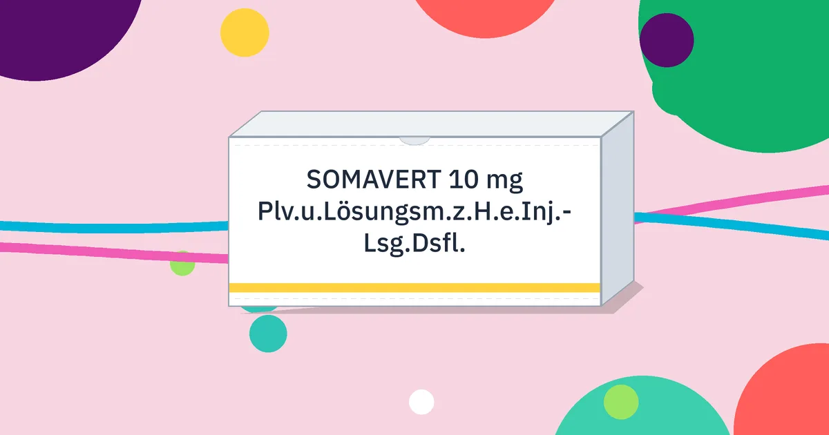 Symbolbild: Packung mit der Aufschrift SOMAVERT 10 mg Plv.u.Lösungsm.z.H.e.Inj.-Lsg.Dsfl. (PZN 11542655) – Verfügbarkeit und Bezug in Apotheken in Frankfurt am Main