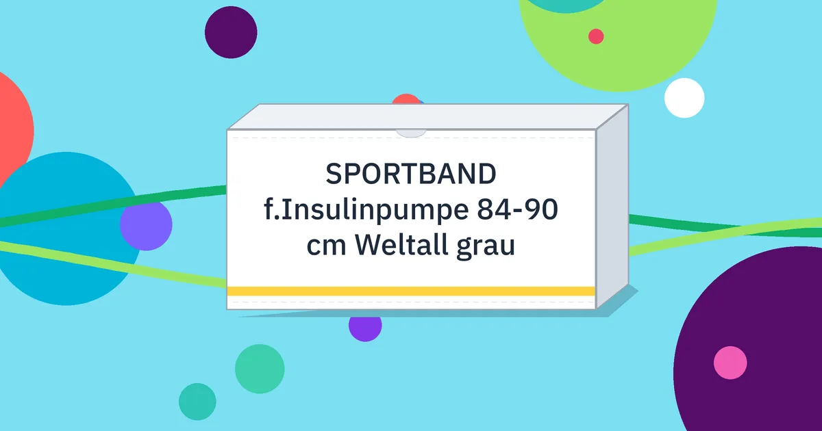 Symbolbild: Packung mit der Aufschrift SPORTBAND f.Insulinpumpe 84-90 cm Weltall grau (PZN 13915801) – Verfügbarkeit und Bezug in Apotheken in Frankfurt am Main