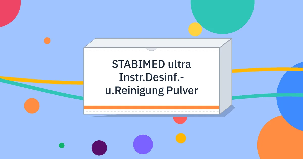 Symbolbild: Packung mit der Aufschrift STABIMED ultra Instr.Desinf.-u.Reinigung Pulver (PZN 19401670) – Verfügbarkeit und Bezug in Apotheken in Frankfurt am Main