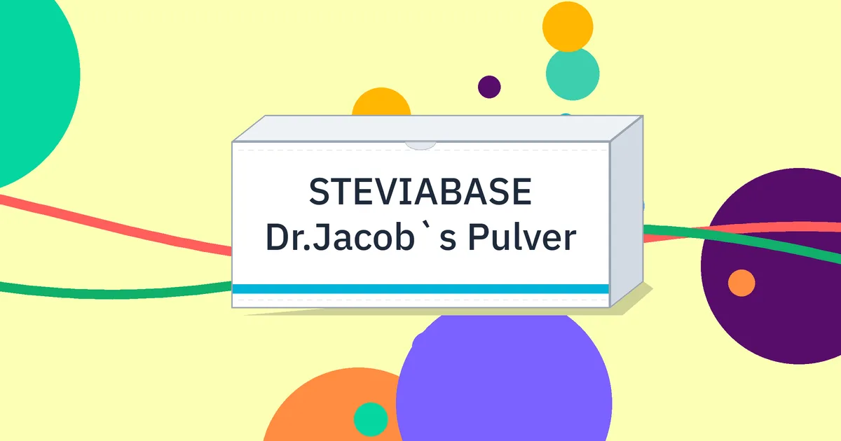 Symbolbild: Packung mit der Aufschrift STEVIABASE Dr.Jacob`s Pulver (PZN 00678311) – Verfügbarkeit und Bezug in Apotheken in Frankfurt am Main